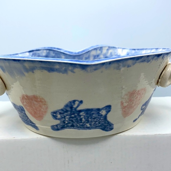 Art | Vintage Hand Crafted Pottery Bowl With Rabbit Design | Poshmark